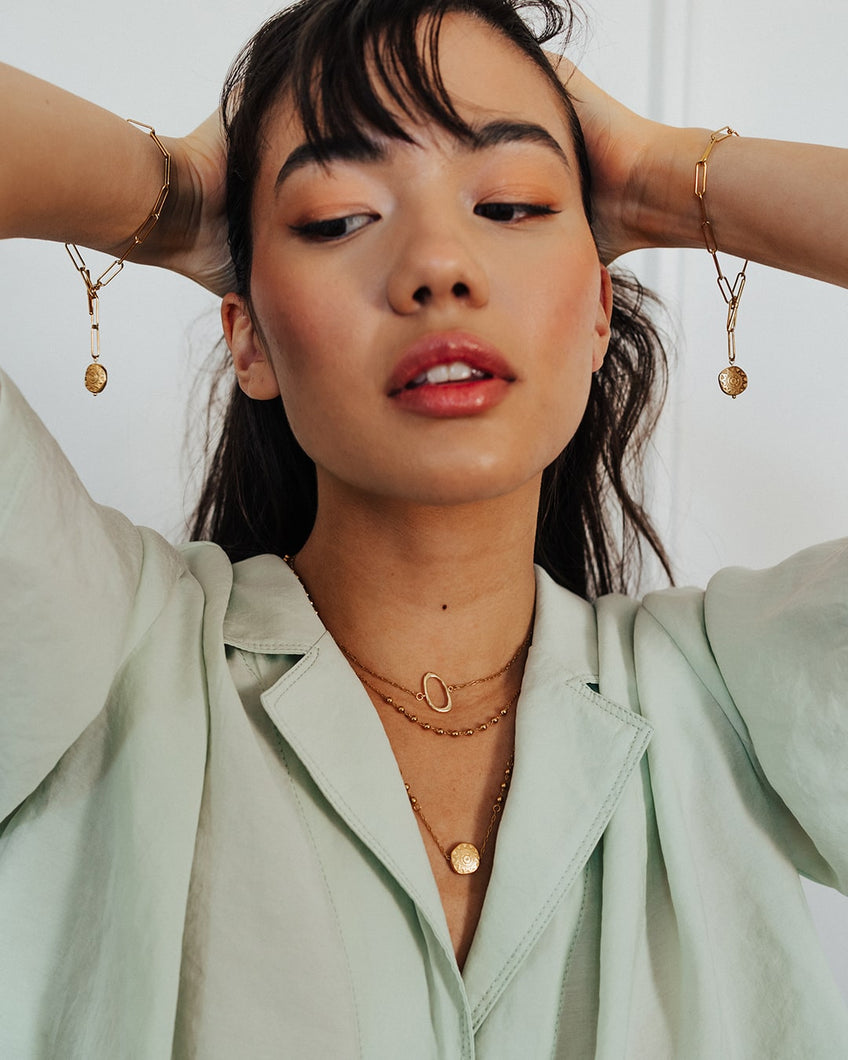 Helios | Gold Layered Beads & Medallions Necklace | wellDunn jewelry