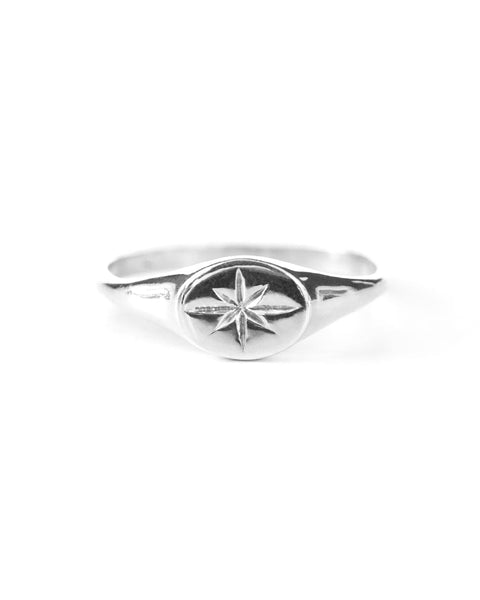 Sirius | Sterling Silver Signet Star Ring | wellDunn jewelry