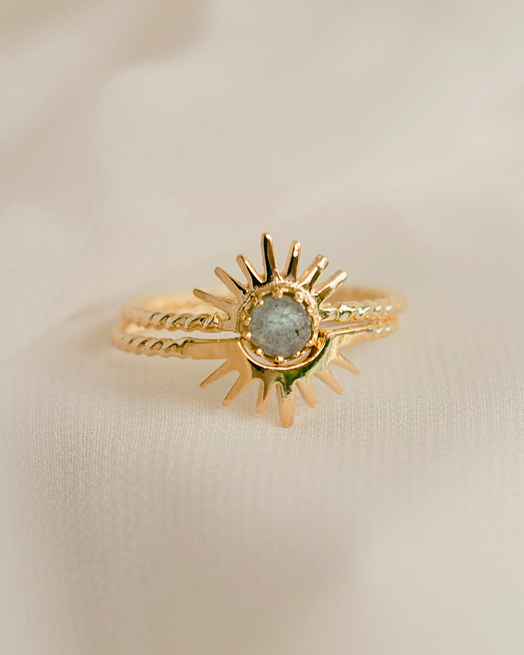 Solar | Gold Vermeil Sun & Labradorite Ring | wellDunn jewelry